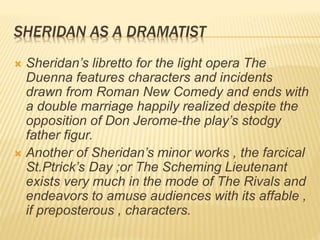 Sheridan as a Dramatist | PPT