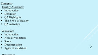 Quality assurance and validation | PPTX