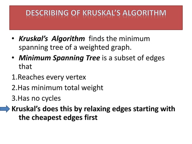 Kruskal algorithm | PPT