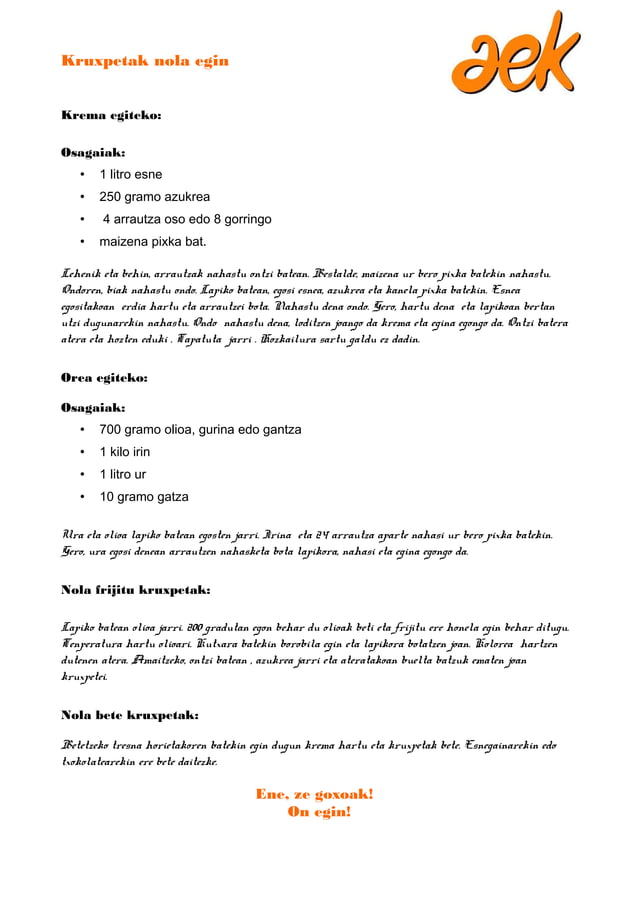 Kruxpetak egiteko errezeta | ODT