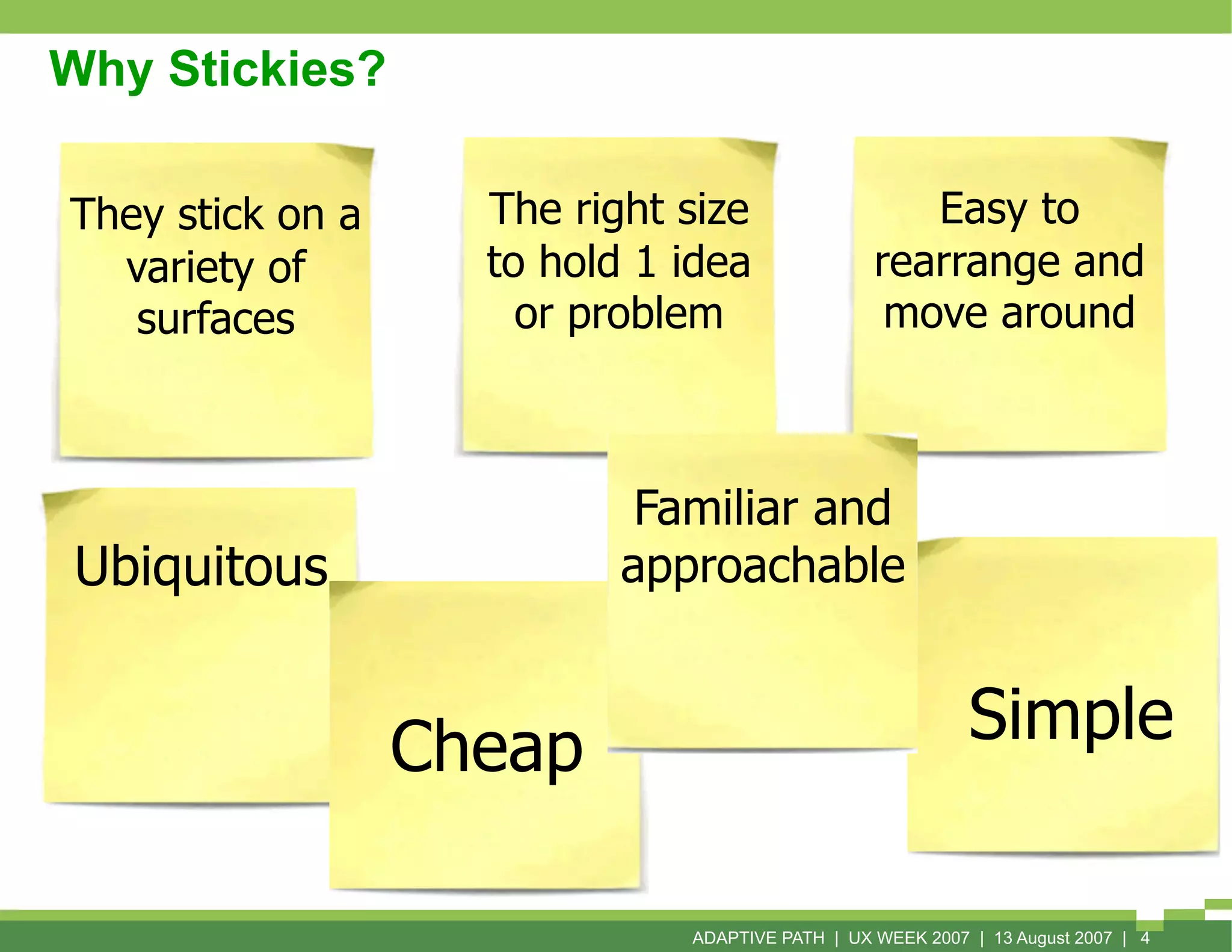 The Power of StickyNotes [UX Week 2007] | PDF