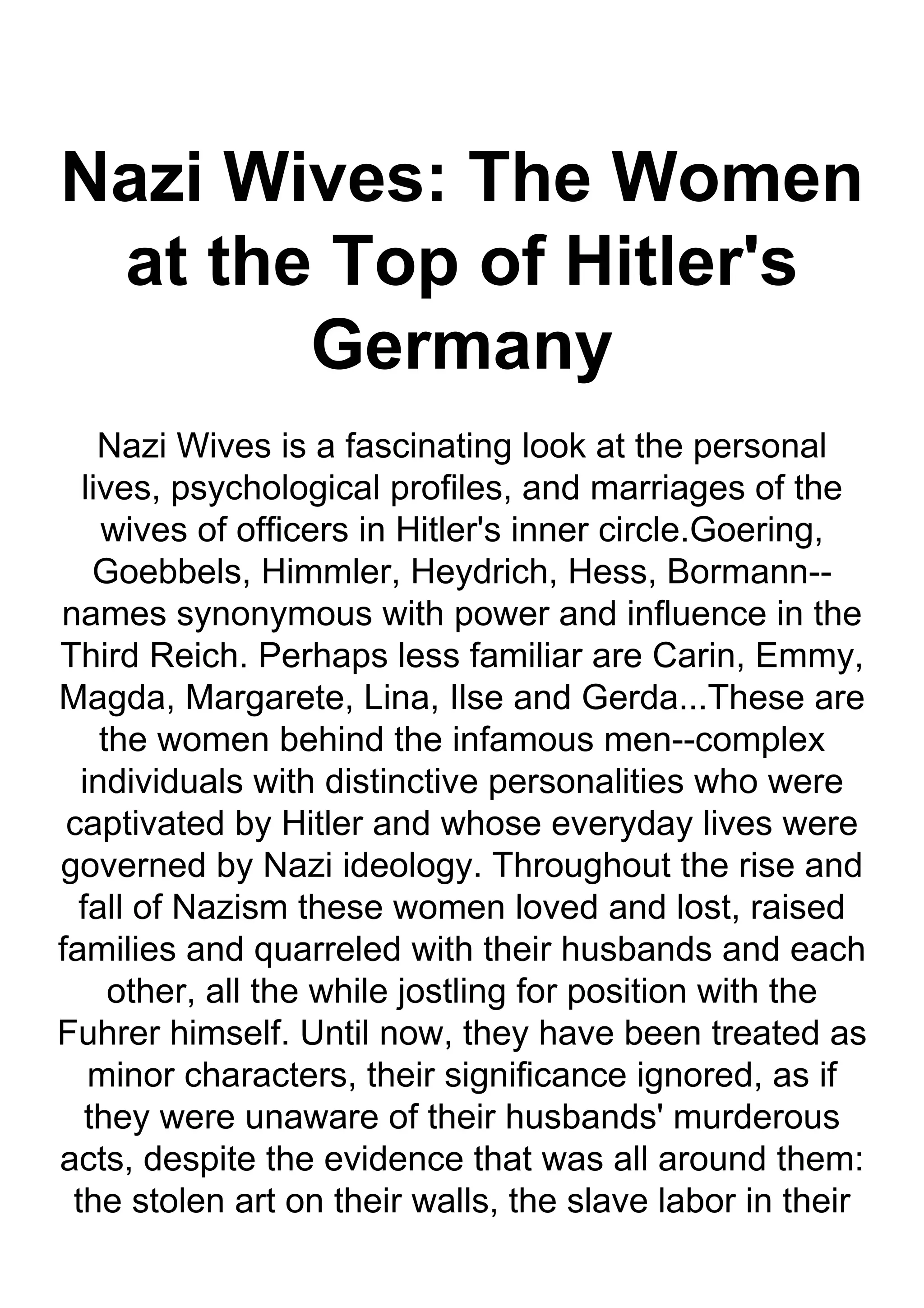 [Kry] eKnihy Nazi Wives: The Women at the Top of Hitler's Germany | PDF