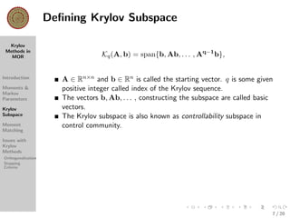 Krylov Subspace Methods in Model Order Reduction | PDF