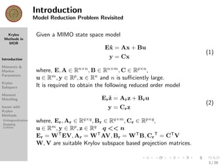 Krylov Subspace Methods in Model Order Reduction | PDF