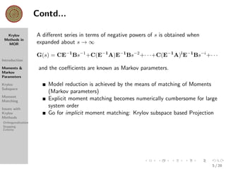 Krylov Subspace Methods in Model Order Reduction | PDF