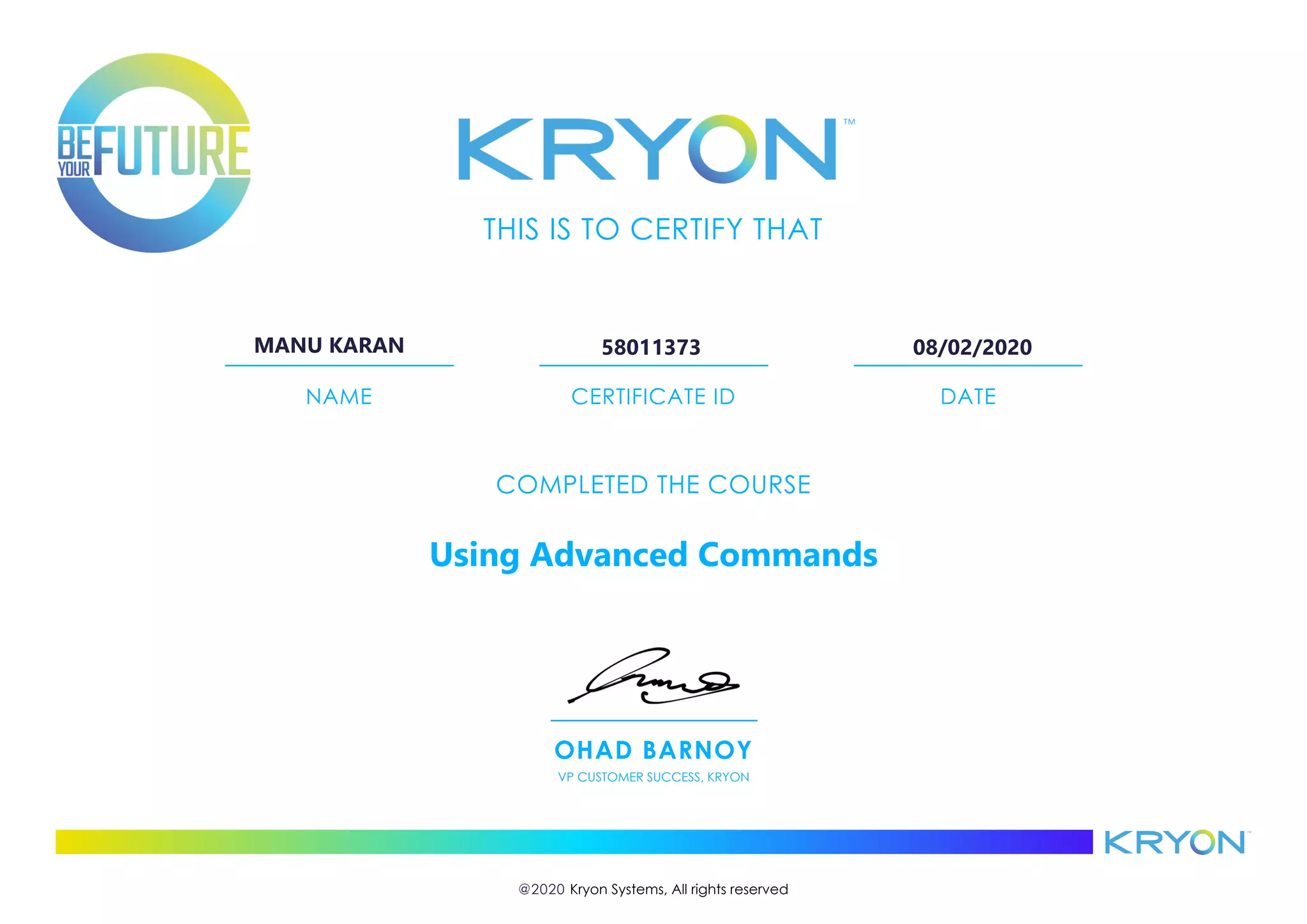 Kryon - Certifications and Diplomas - Manu Karan | PDF | Technology & Computing