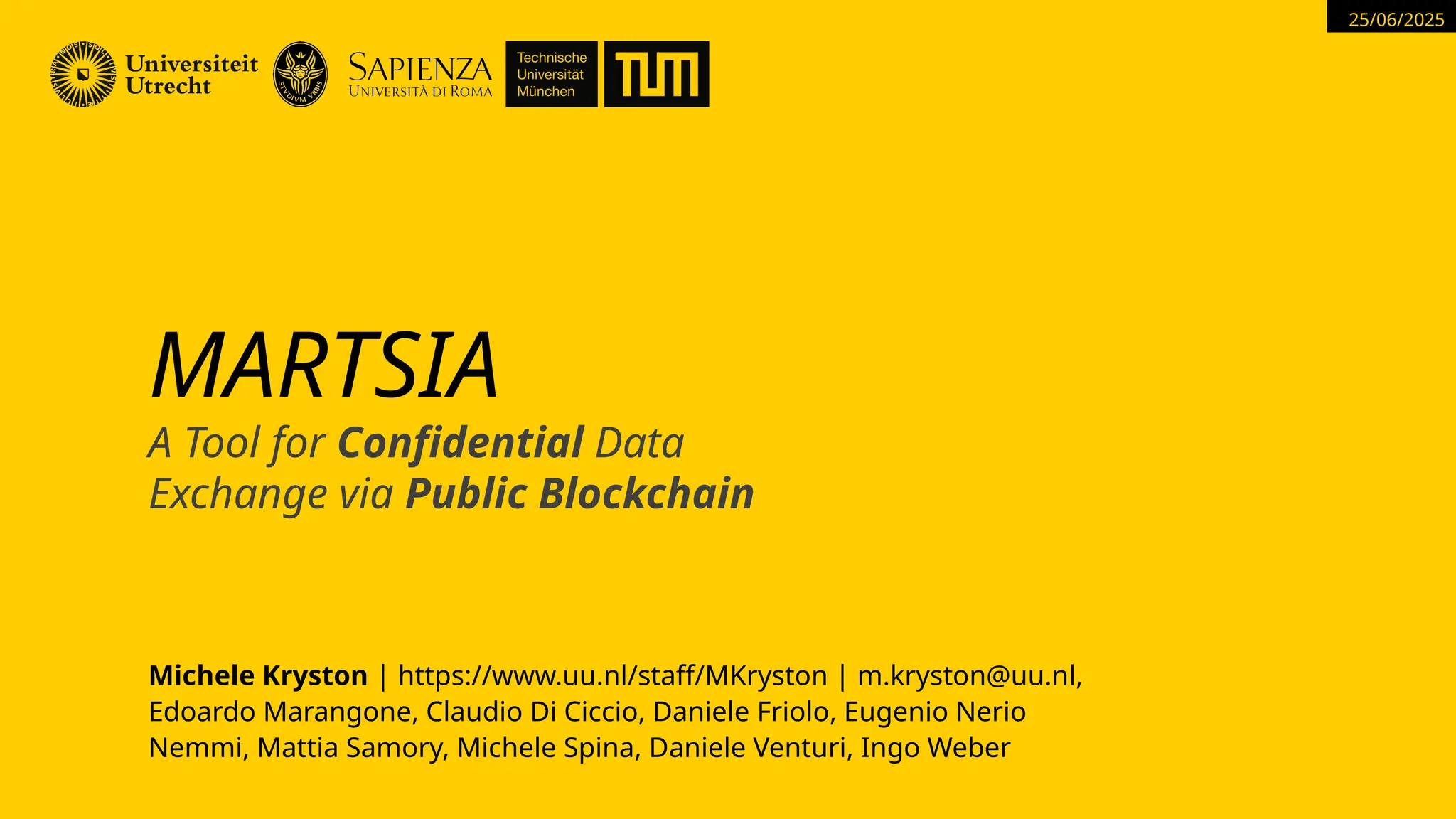 MARTSIA: A Tool for Confidential Data Exchange via Public Blockchain - Pitch Presentation ...