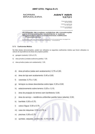 Norma ABNT 12721 págs 8-9 | PDF