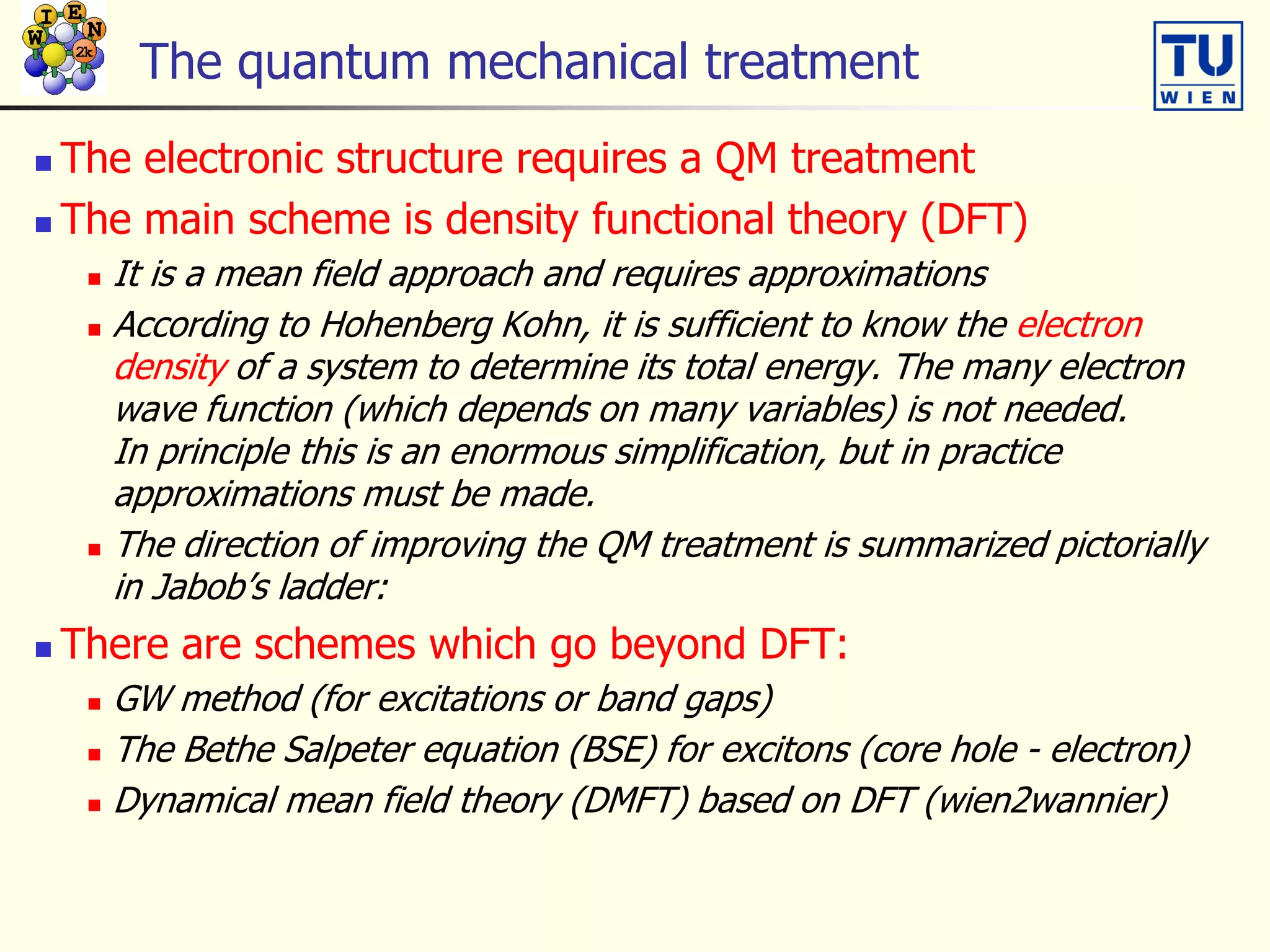Density Functional Theory Dft And The Concepts Of The Augmented Plane