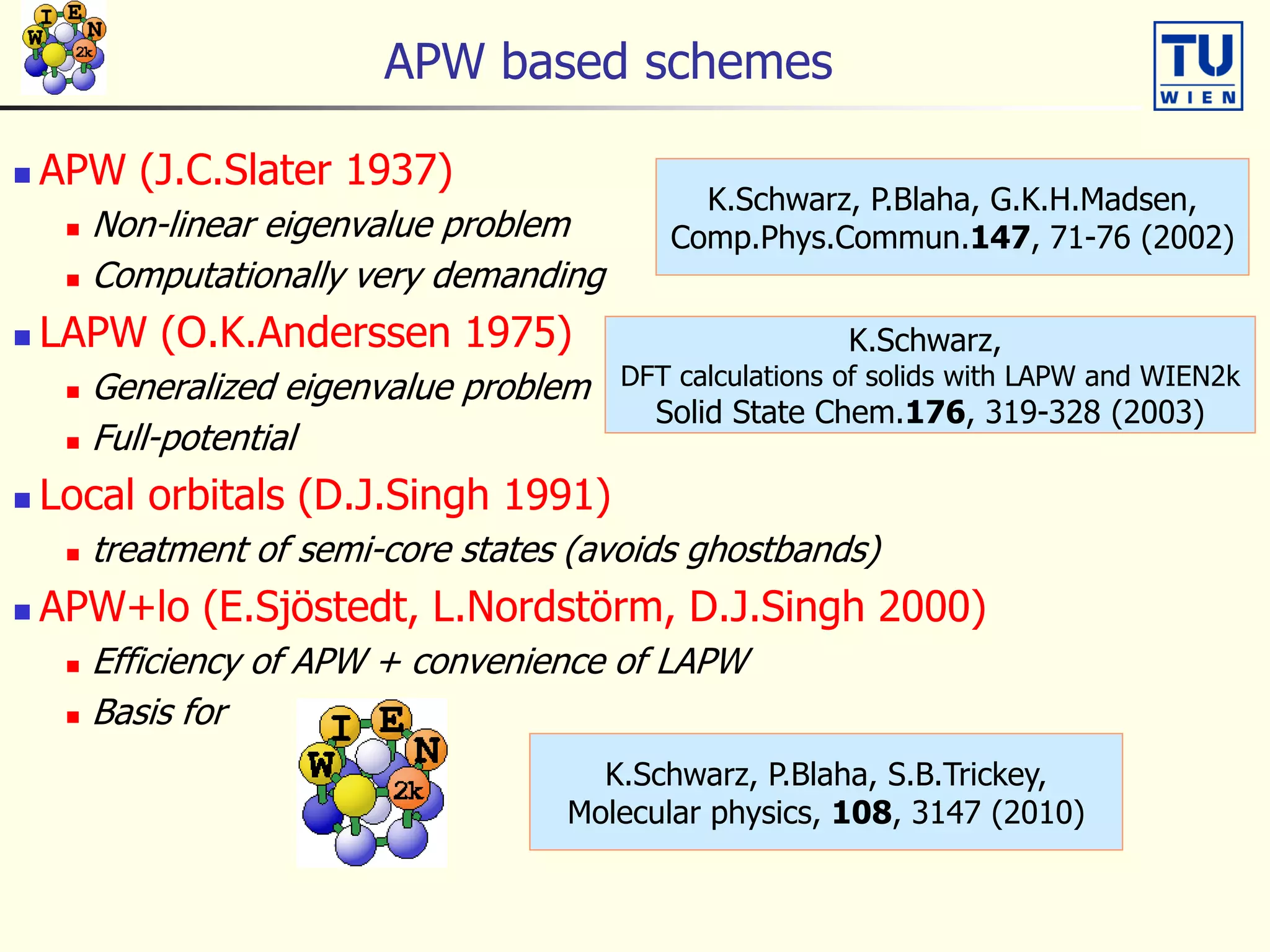 Density functional theory (DFT) and the concepts of the augmented-plane ...