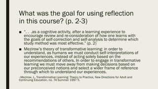 STUDY GUIDES, KNOWLEDGE SURVEYS AND REFLECTION: ENCOURAGE METACOGNITION ...
