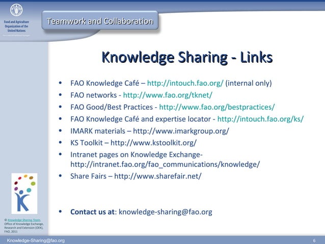 Knowledge Sharing Tools at FAO | PPT