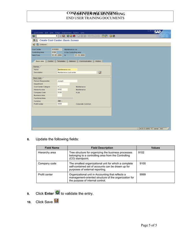 Ks01 Create Cost Center | PDF