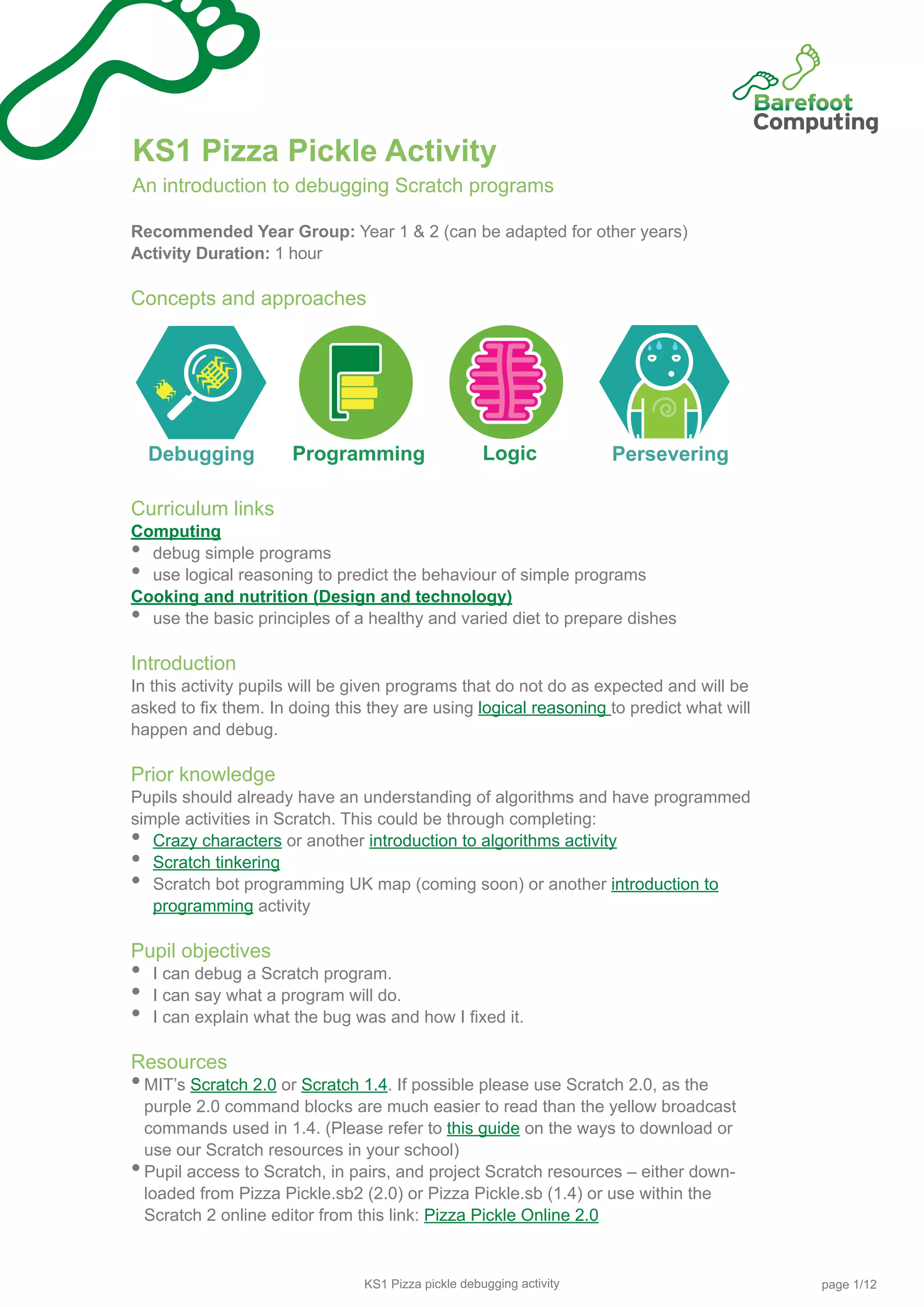 Ks1 pizza-pickle-debugging-activity1 | PDF