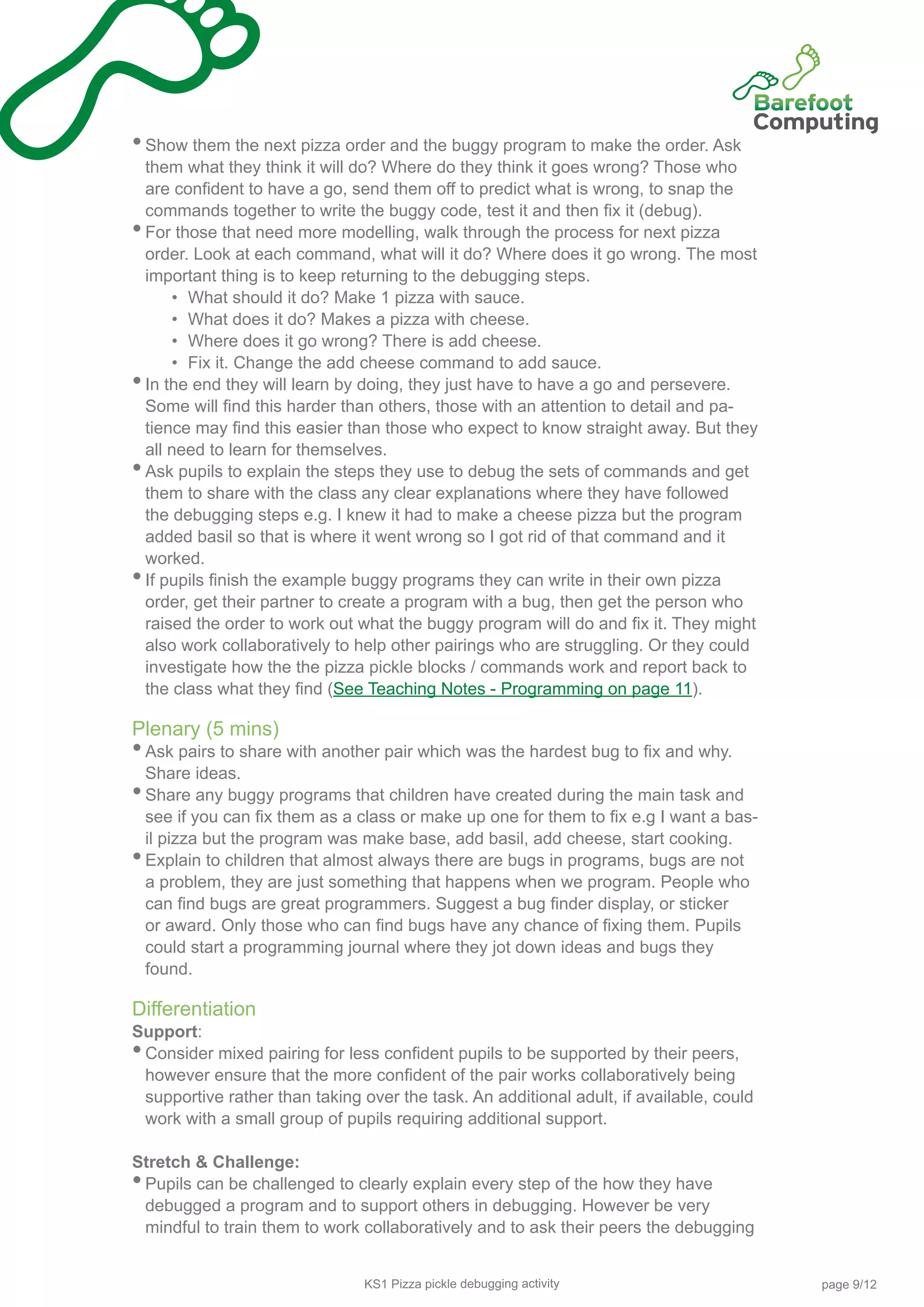 Ks1 pizza-pickle-debugging-activity1 | PDF