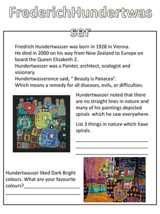 Ks3 art __project_book___Hundertwasser_year_7 | PPTX