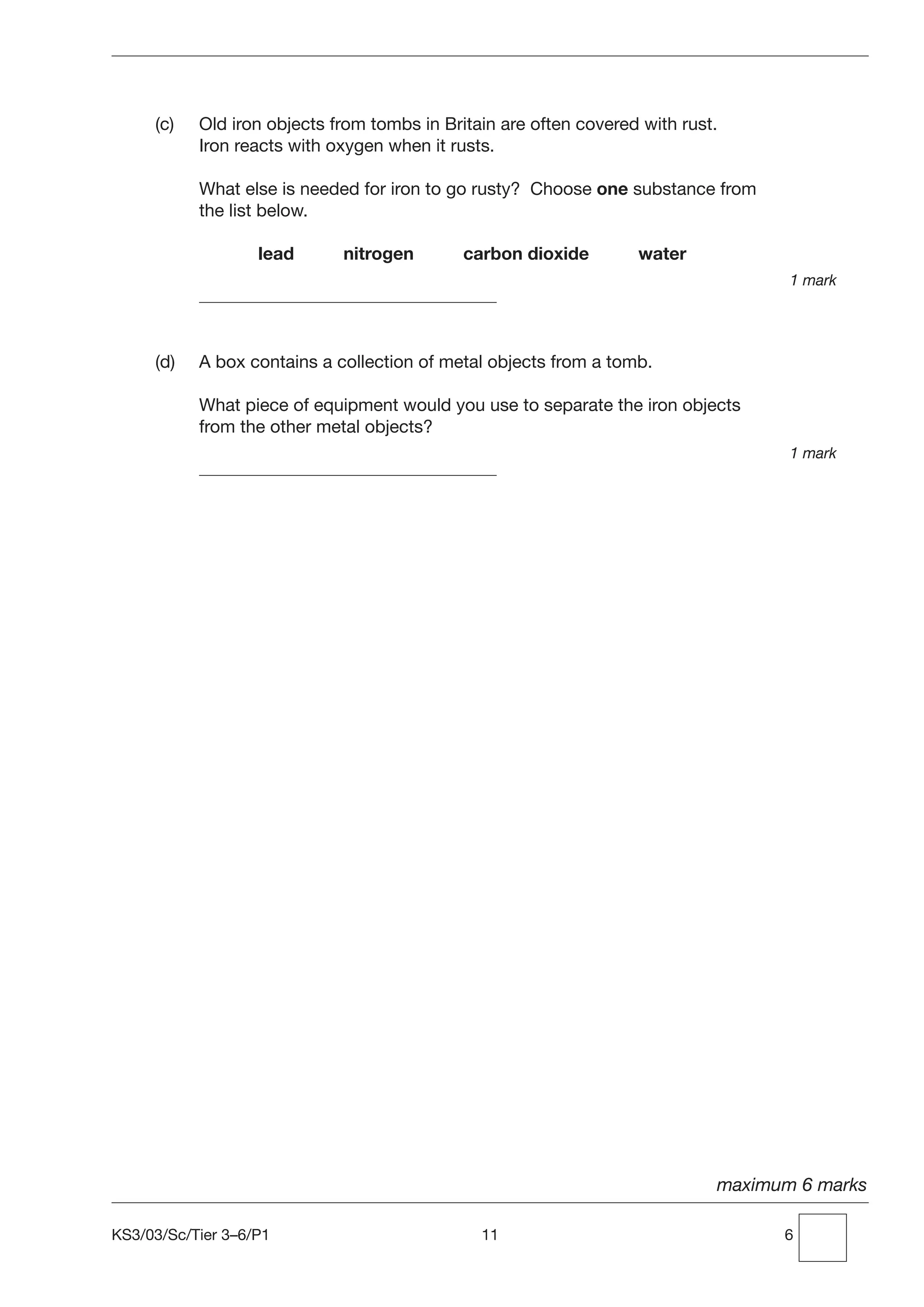 Ks3 science 2003 t3 6 paper 1 | PDF