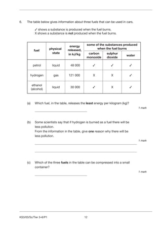 Ks3 science 2003 t3 6 paper 1 | PDF