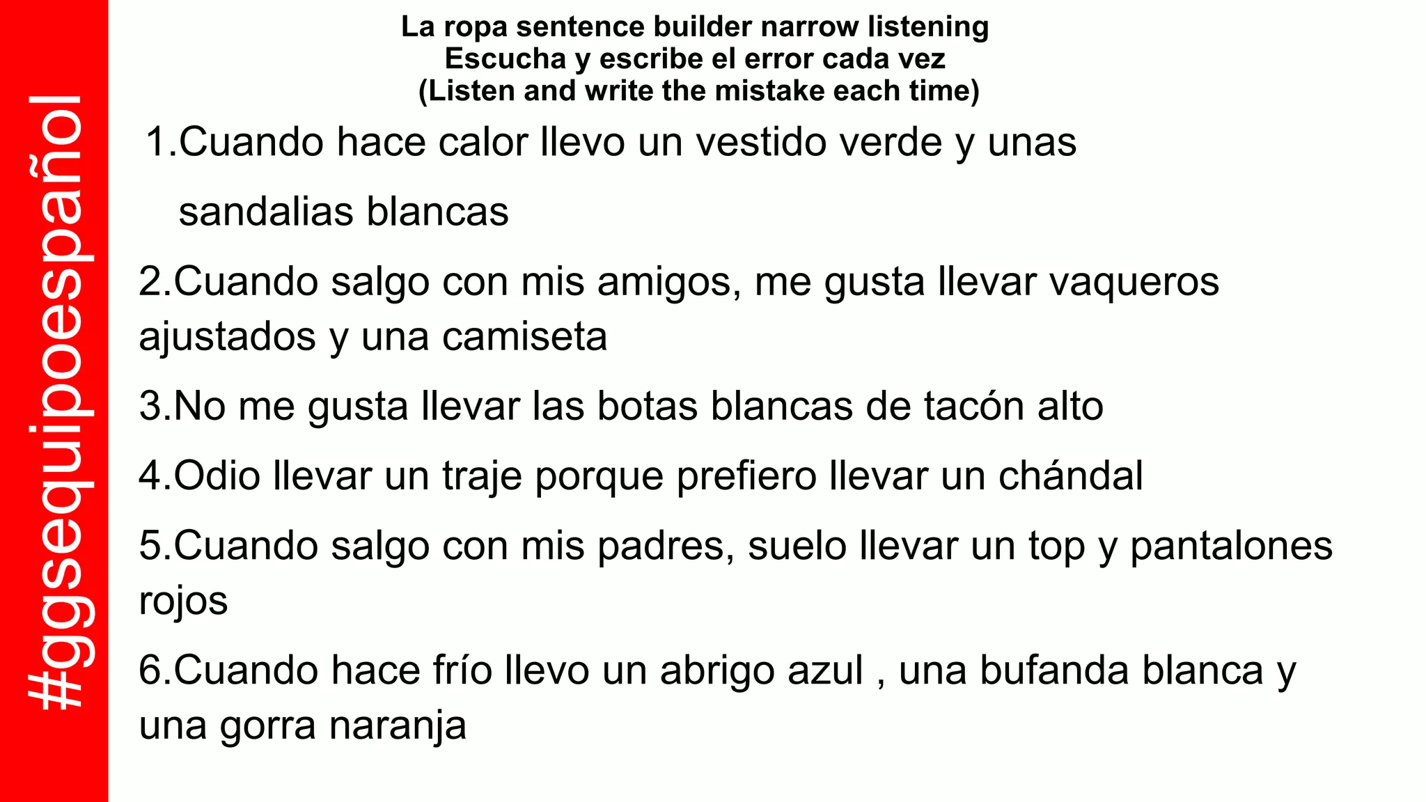 KS3 Spanish La ropa MARS EARS | PPTX