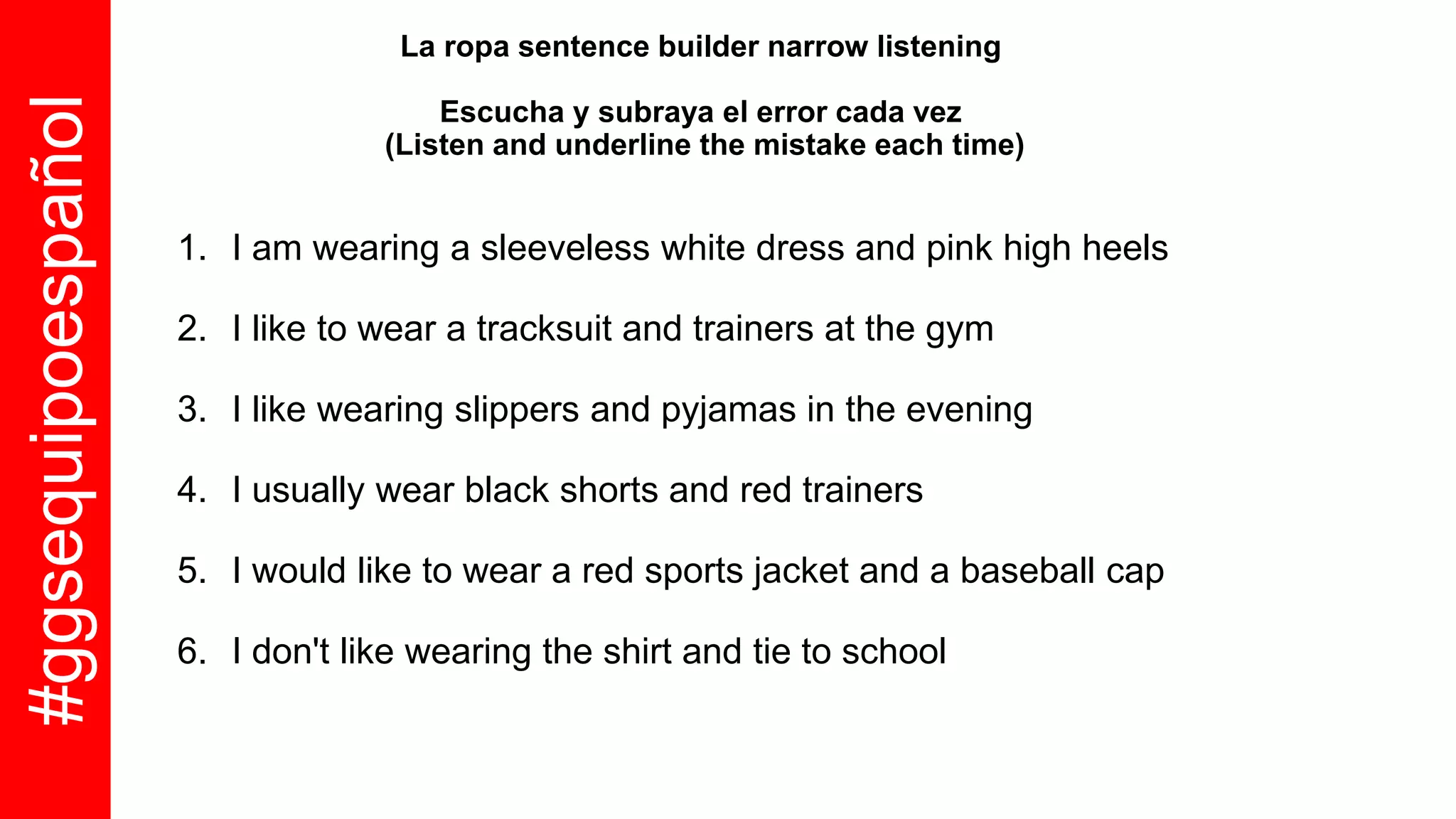 KS3 Spanish La ropa MARS EARS | PPTX