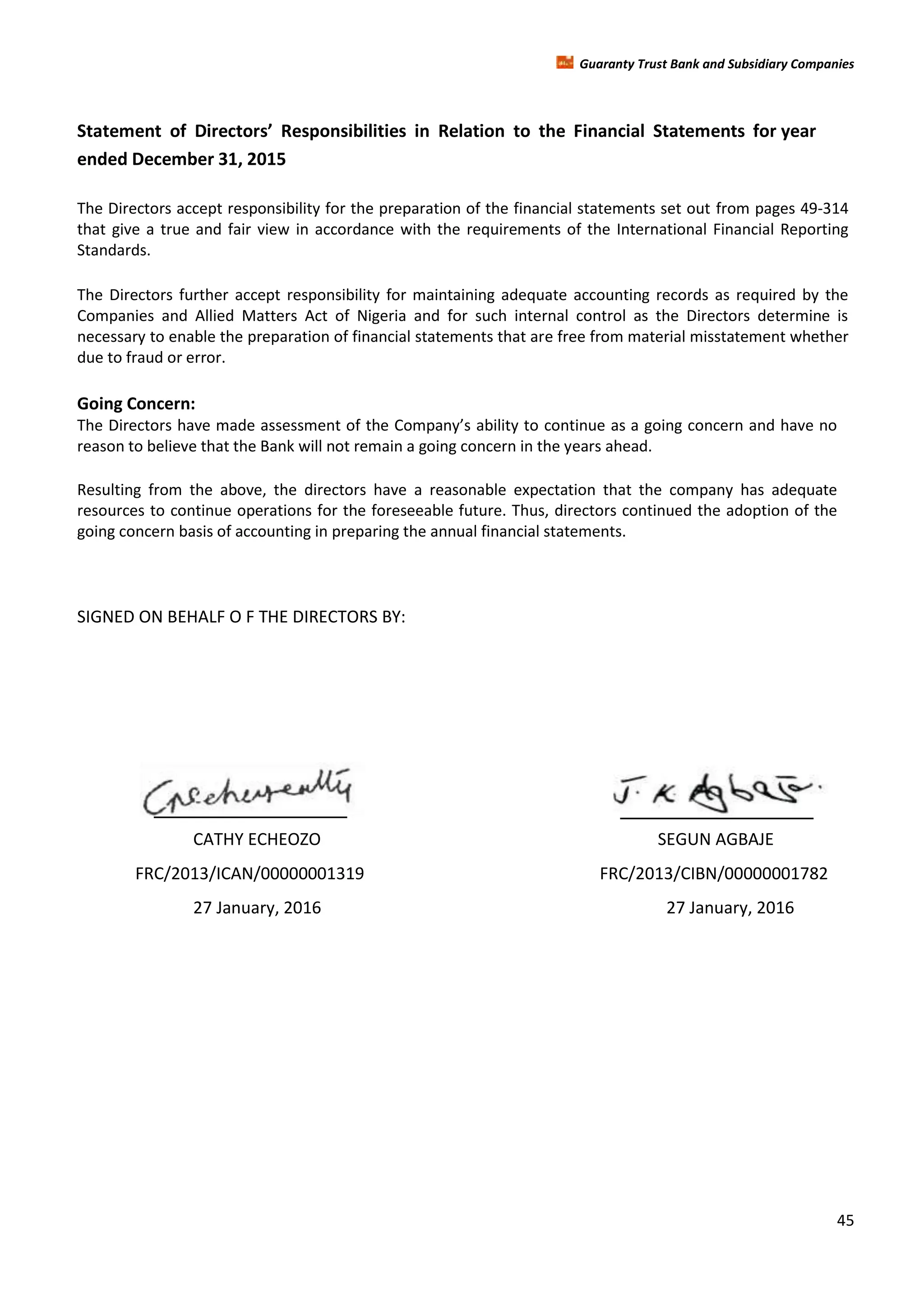 GTBank annual report 2015 | PDF