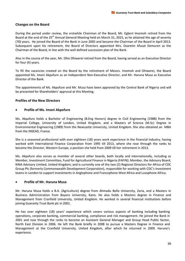 GTBank annual report 2015 | PDF