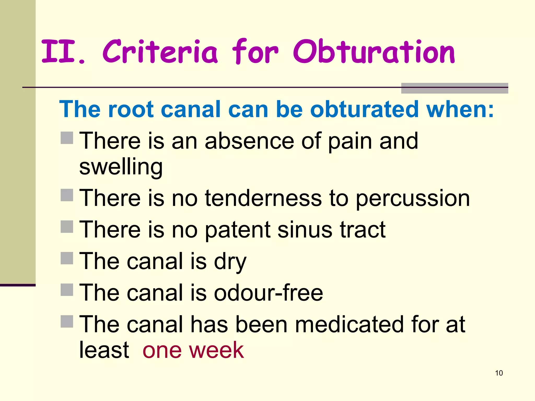 Obturation | PPT | Dental Health | Diseases and Conditions