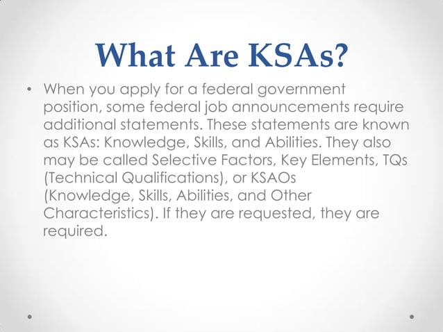 KSAs and Assessments | PPTX | Resume Writing and Advice | Job Search