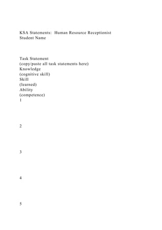 KSA Statements Human Resource ReceptionistStudent Name.docx