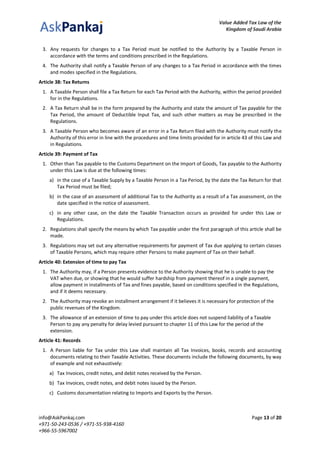 Kingdom of Saudi Arabia (KSA) Value Added Tax (VAT) Law (with Index) | PDF