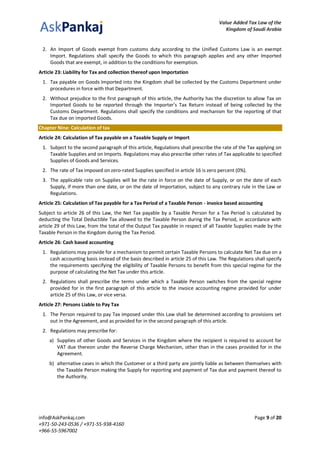 Kingdom of Saudi Arabia (KSA) Value Added Tax (VAT) Law (with Index) | PDF