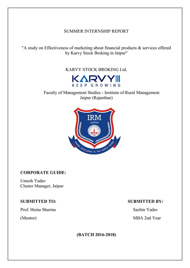 Ksbl final sip report | PDF