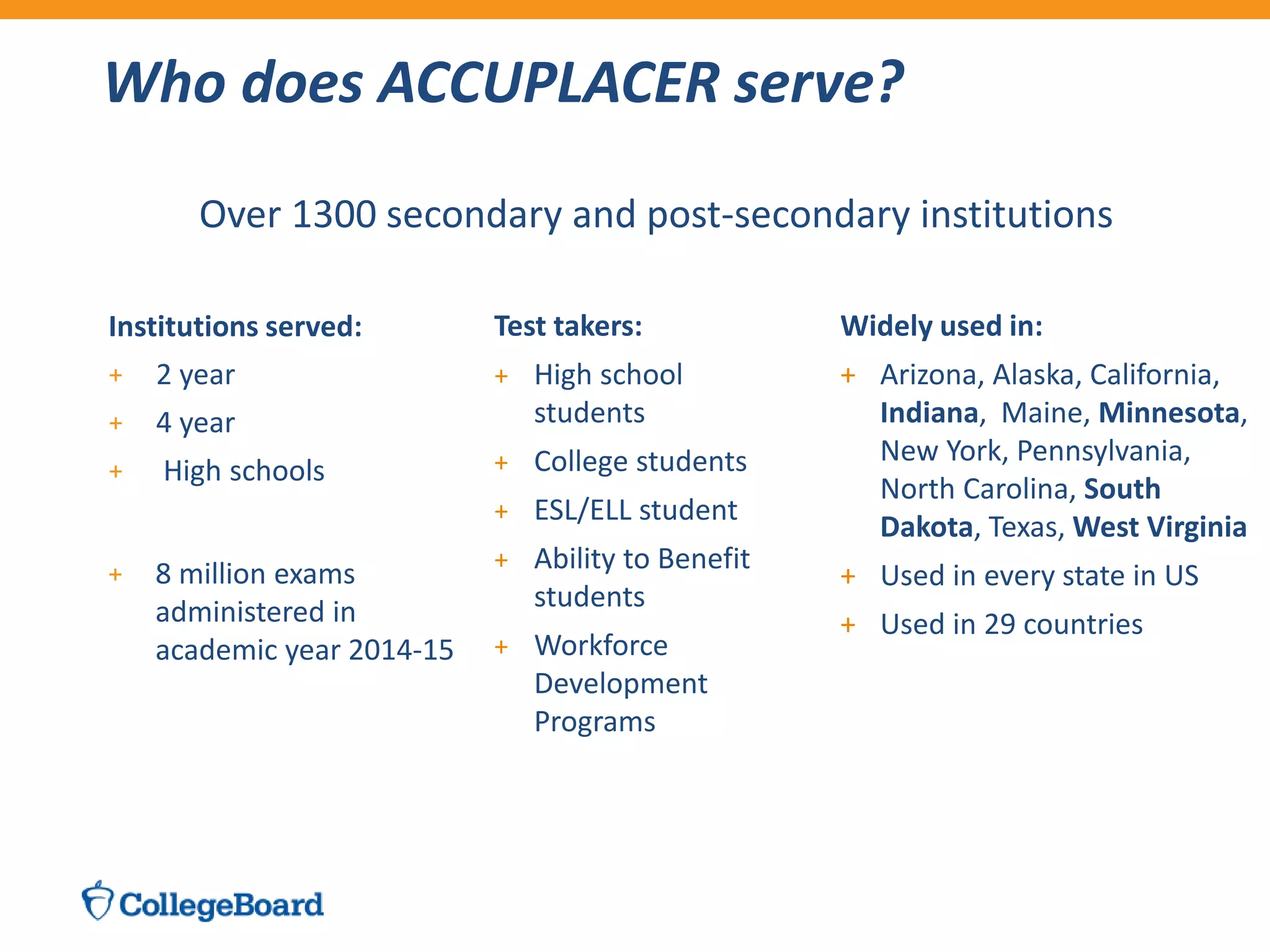 Accuplacer Overview | PDF
