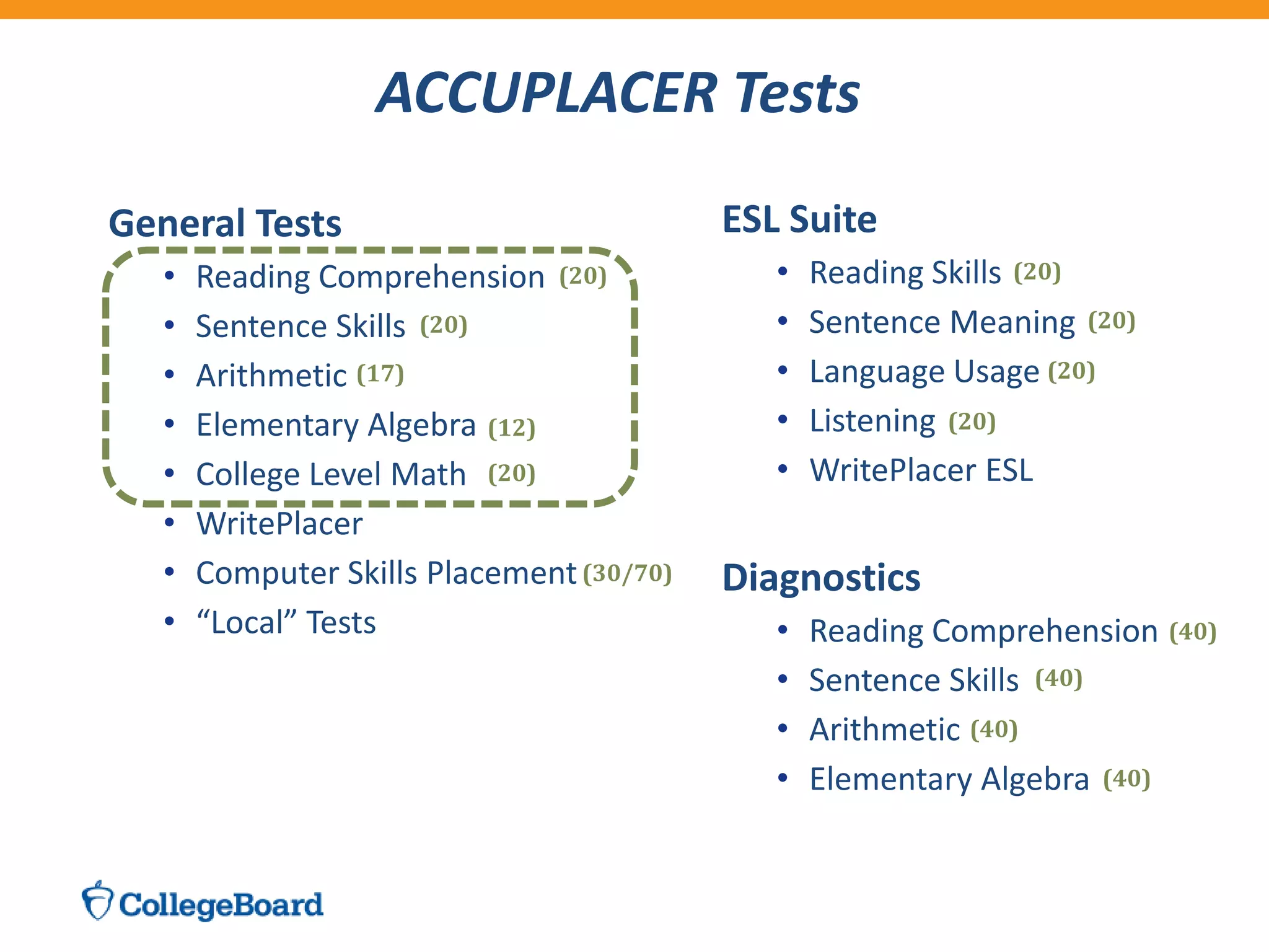 Accuplacer Overview | PDF