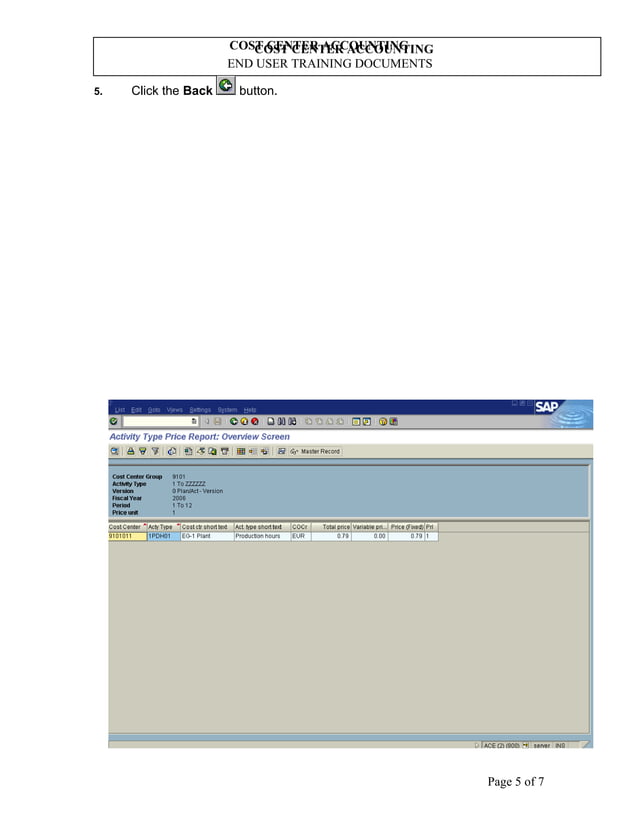 Ksbt Activity Prices Of Cost Centers | DOC