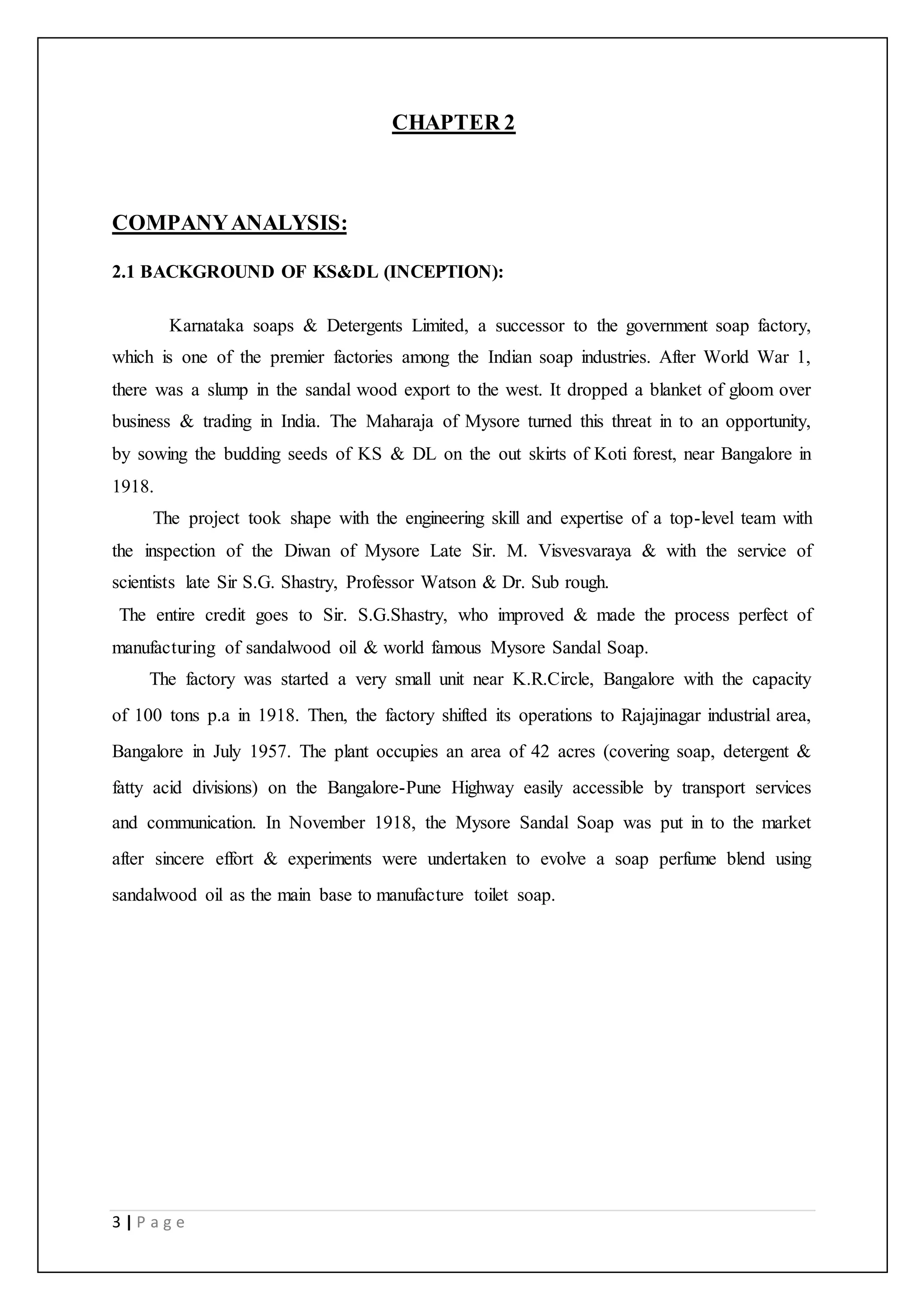 STUDY ON MYSORE SANDAL SOAP ( KSDL) | DOCX