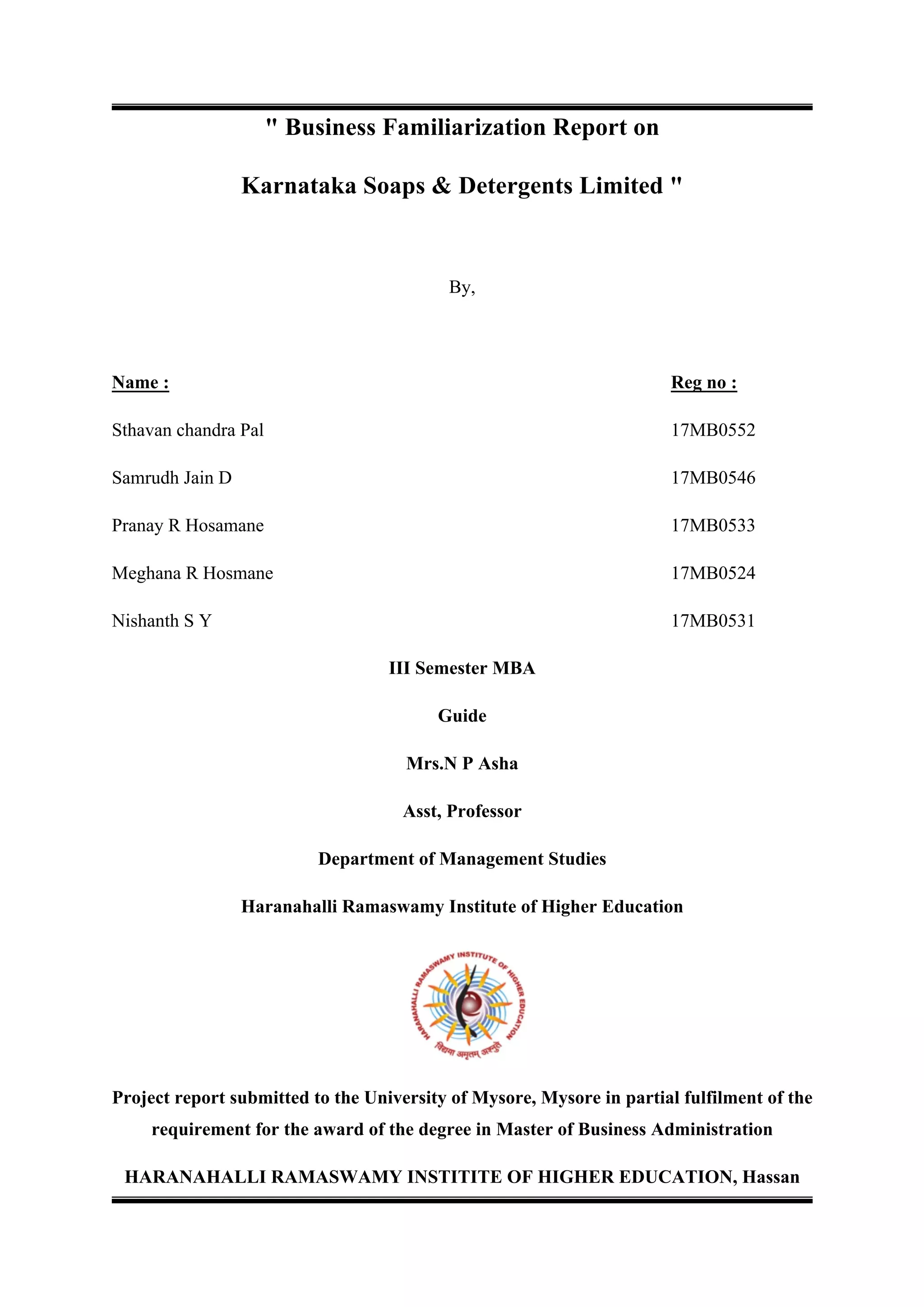 Karnataka Soap And Detergents Ltd (Mysore sandal) 2018 | PDF