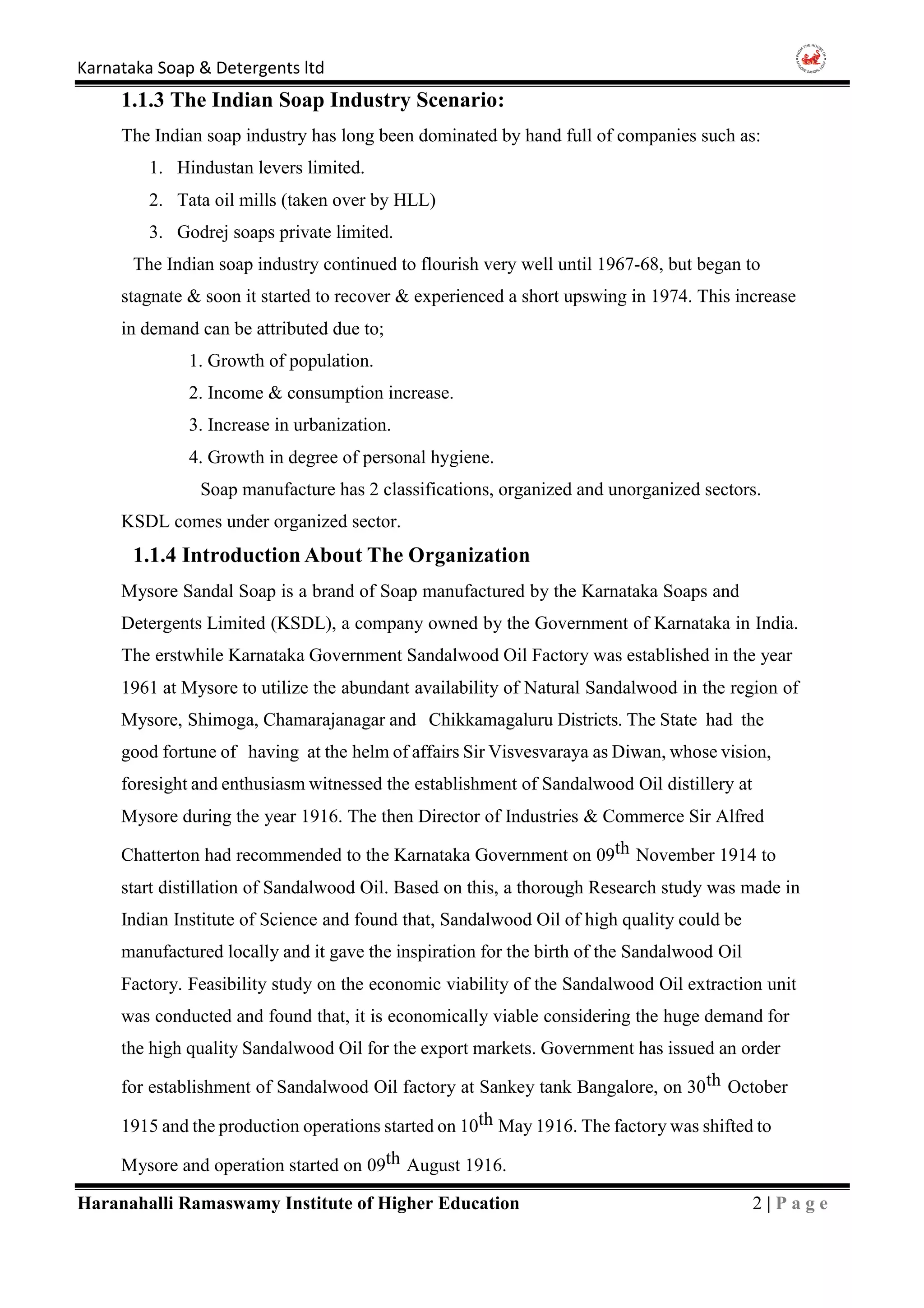 Karnataka Soap And Detergents Ltd (Mysore sandal) 2018 | PDF