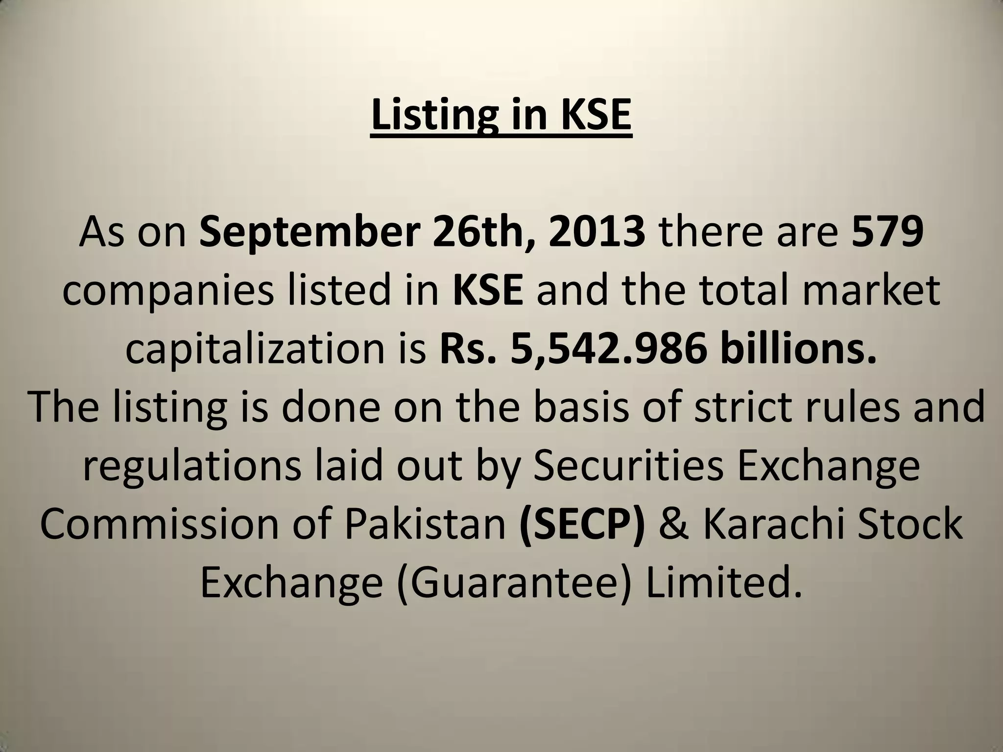 Karachi Stock Exchange (KSE) | PPTX