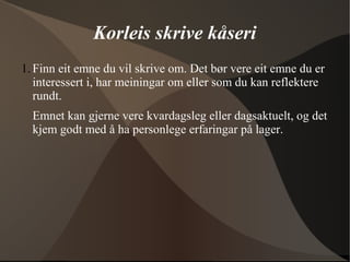 Kåseri - Arne Valen Blindheim | PPT