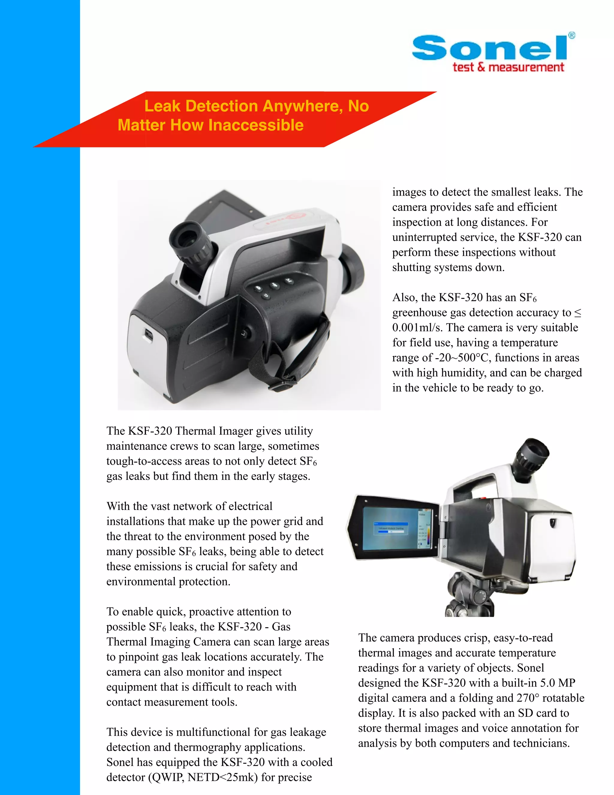 KSF-320 Thermal Imaging Camera Eﬀectively Pinpoints SF6 Gas Leak | PDF