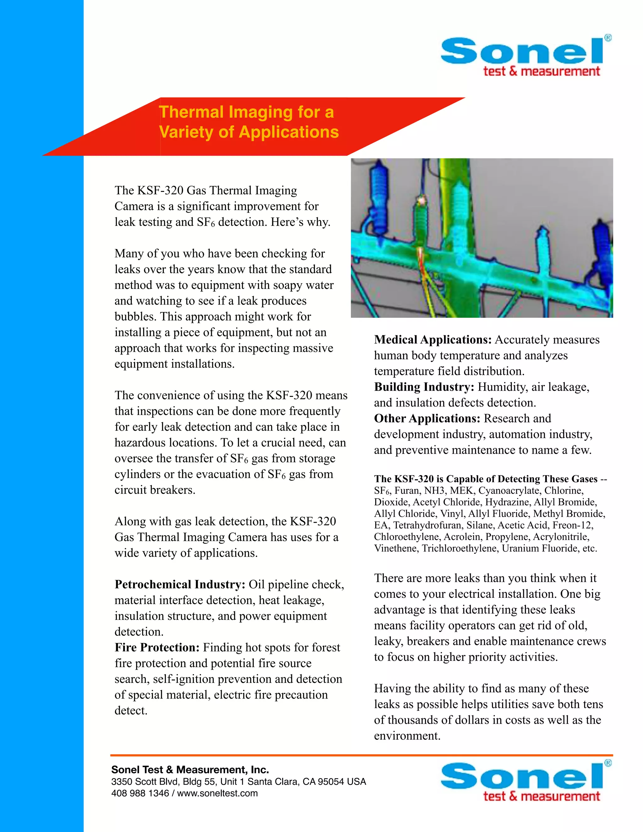KSF-320 Thermal Imaging Camera Eﬀectively Pinpoints SF6 Gas Leak | PDF