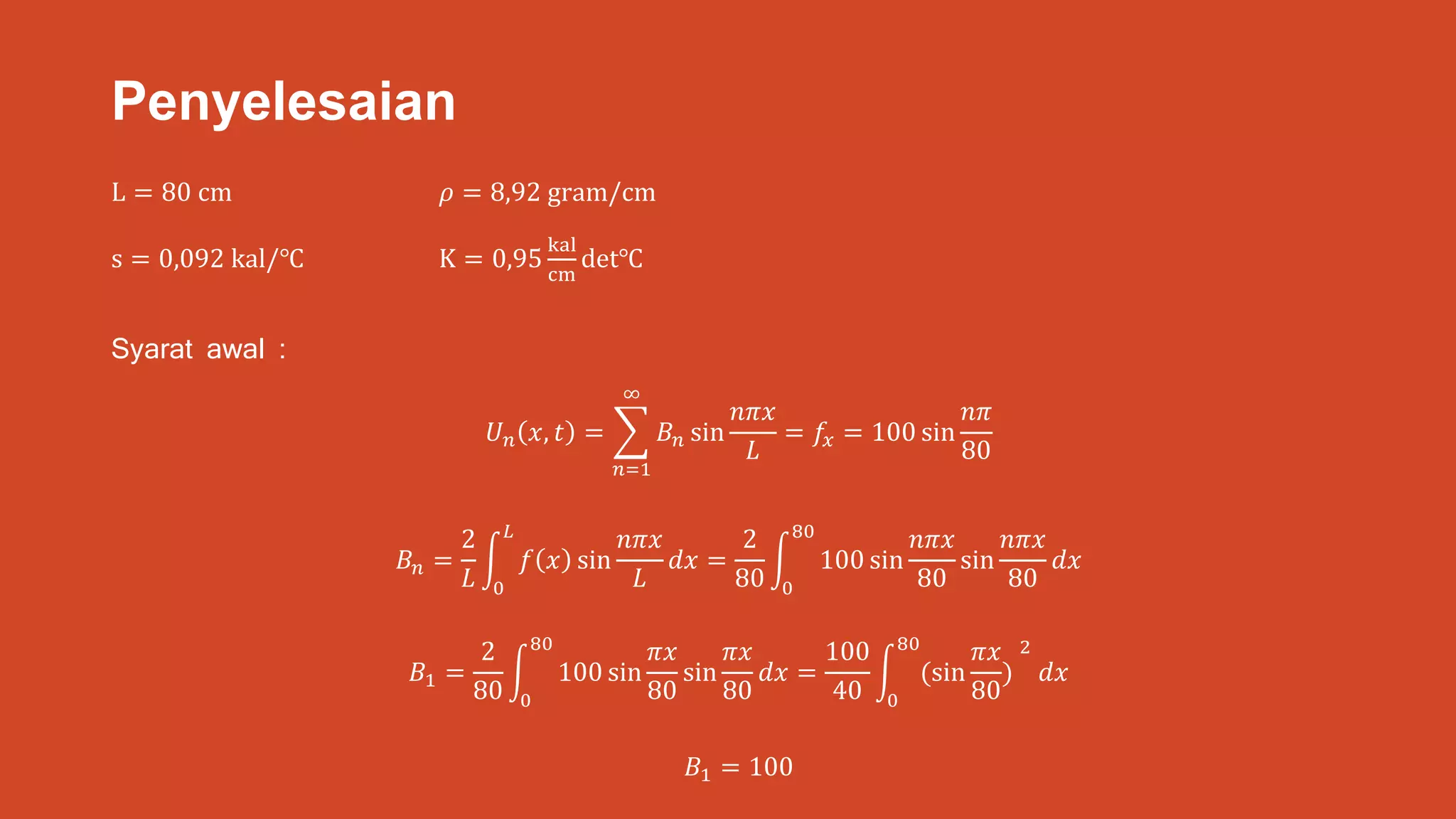 Aplikasi persamaan differensial dalam kasus perambatan panas satu ...