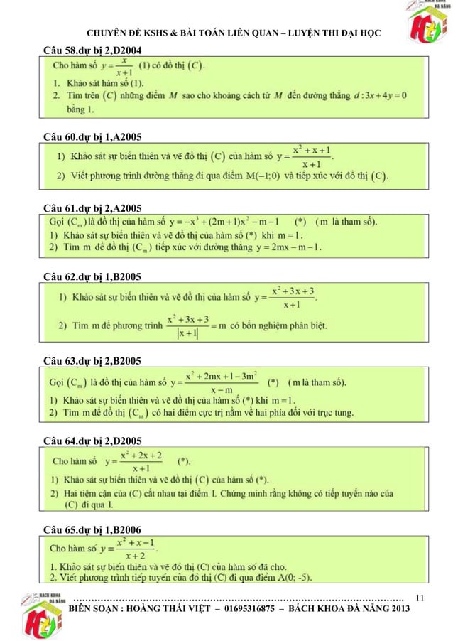 80 bai tap khao sat ham so trong de thi dai hoc và cao dang | PDF