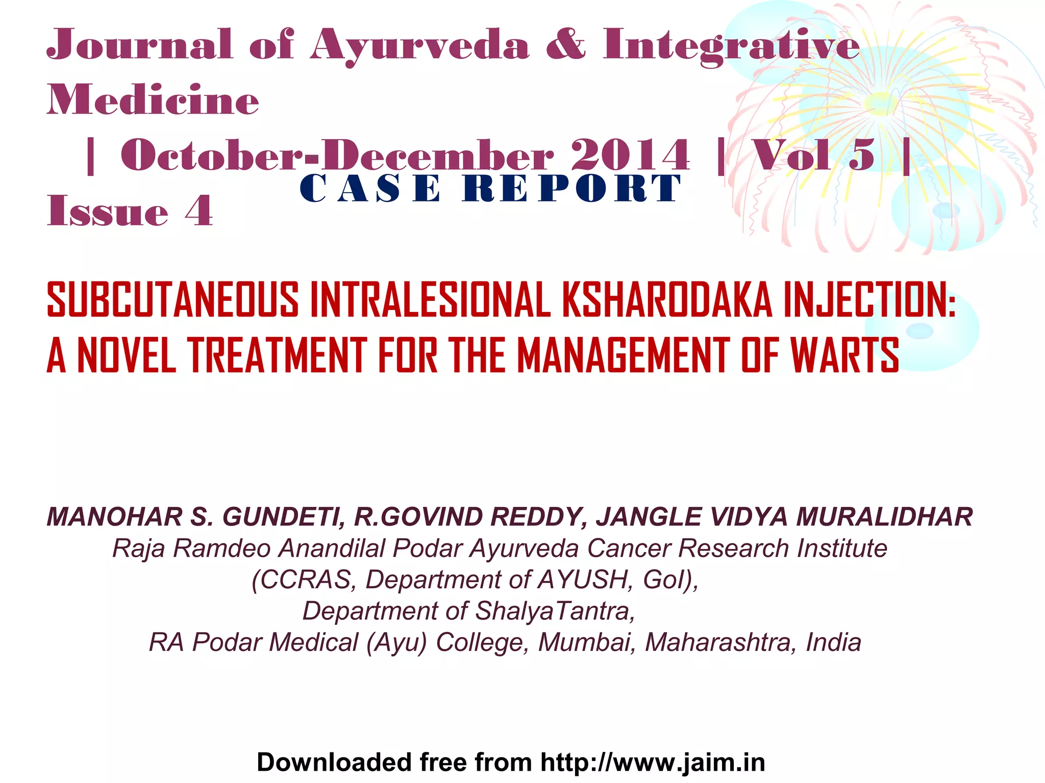 Ksharodhaka injection....treatment of warts...charmakila | PPT