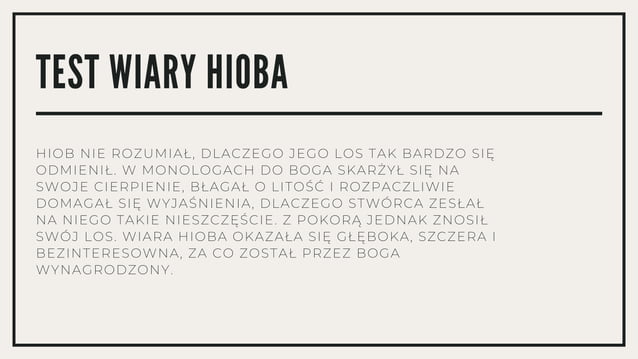 Księga Hioba, prezentacja o ludziach i ideach | PDF