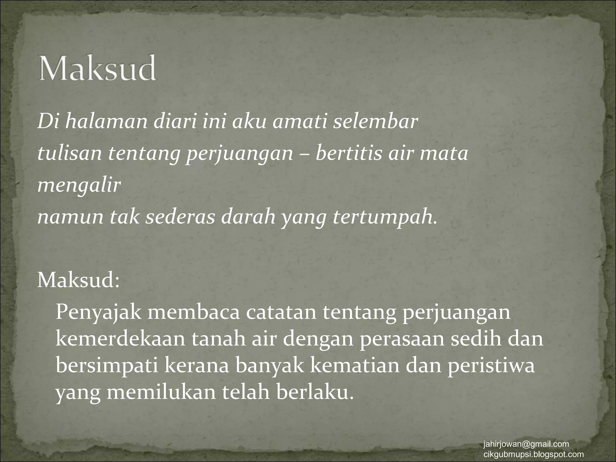 Ksj puisi moden diari lama | PPT