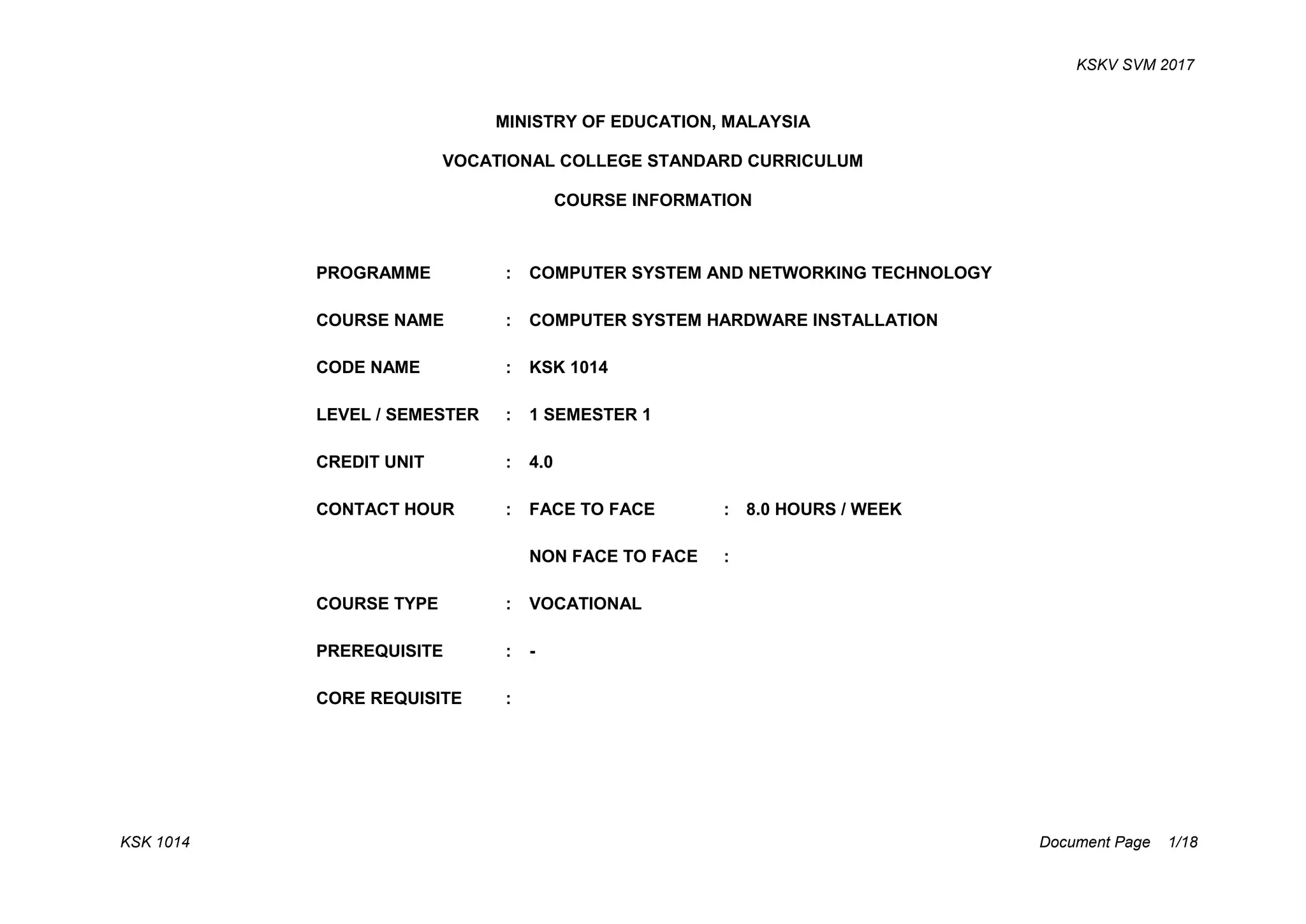 KSK1014 COMPUTER SYSTEM HARDWARE INSTALLATION.doc