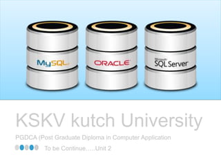 Kskv kutch university DBMS unit 1 basic concepts, data,information,database, models , network ...