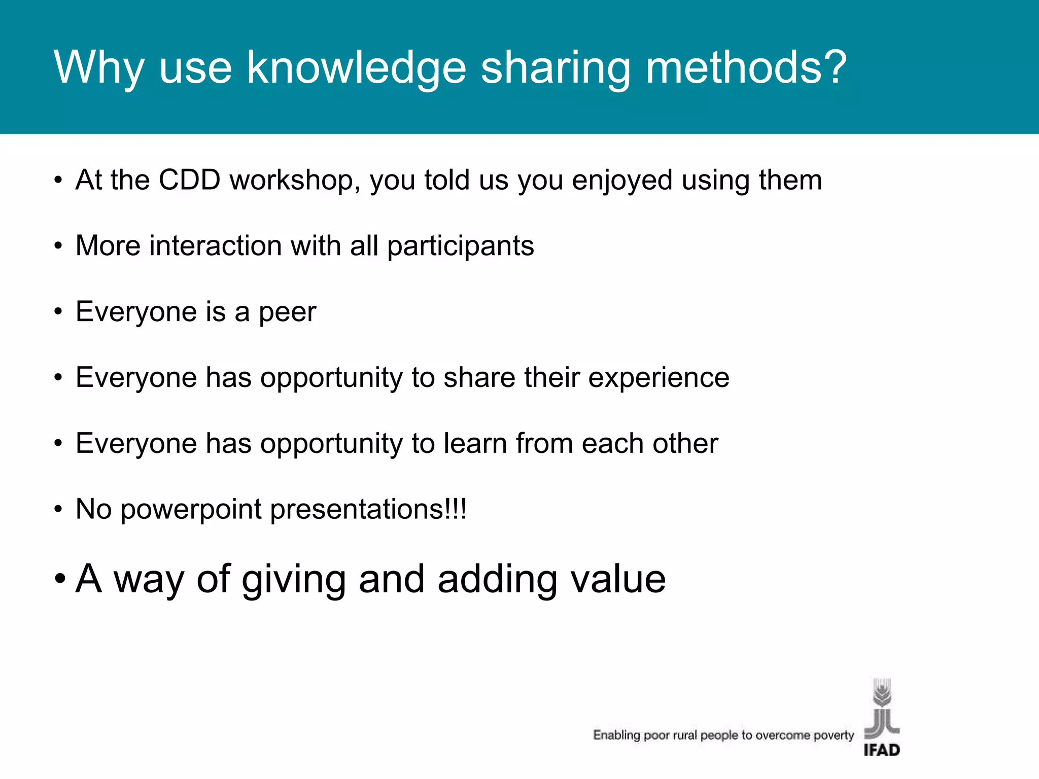 Knowledge sharing methods | PPT